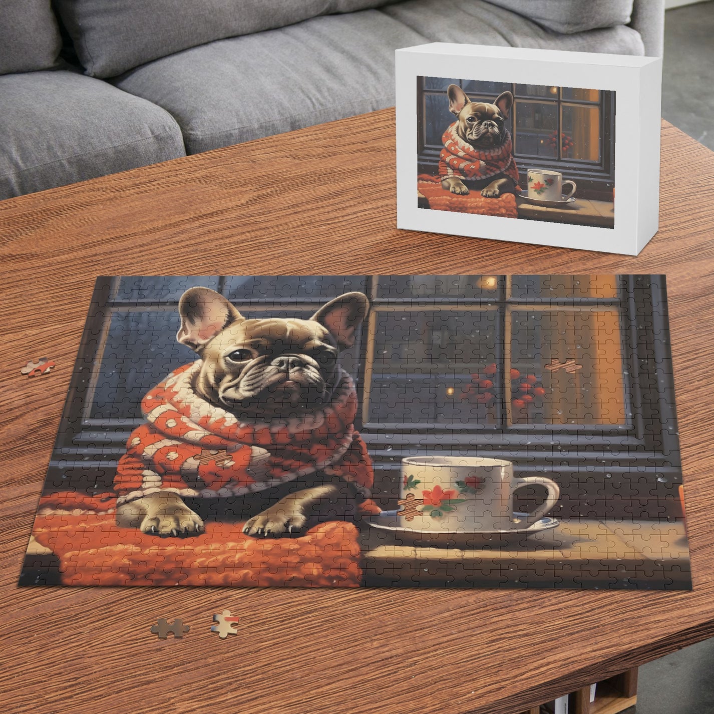 Frenchie 500-Piece Puzzle – fun, vibrant, durable