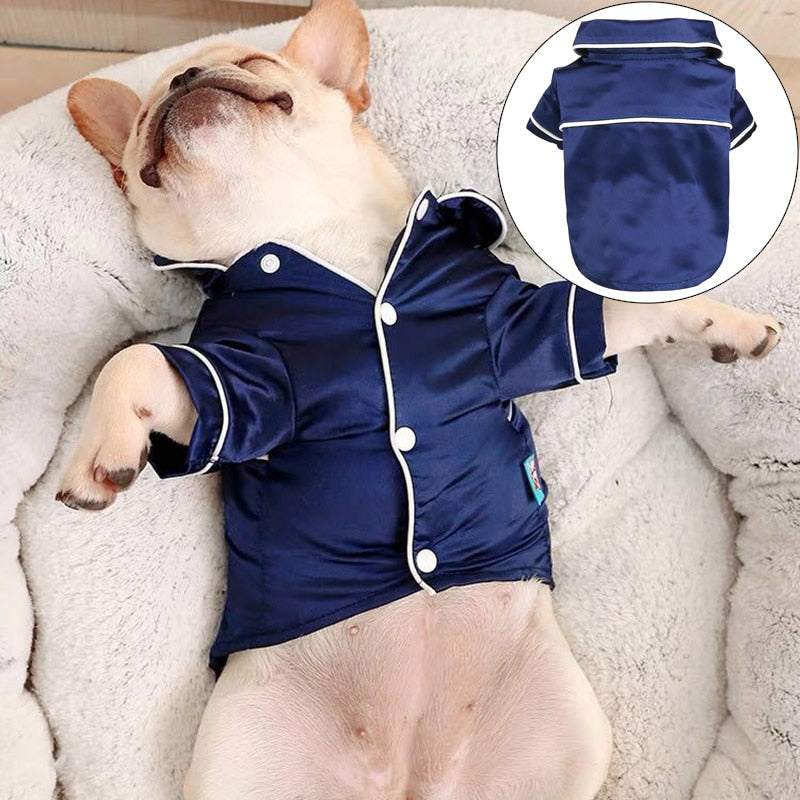 Frenchie Silk Pajama Shirt – Cozy & Luxurious Sleepwear